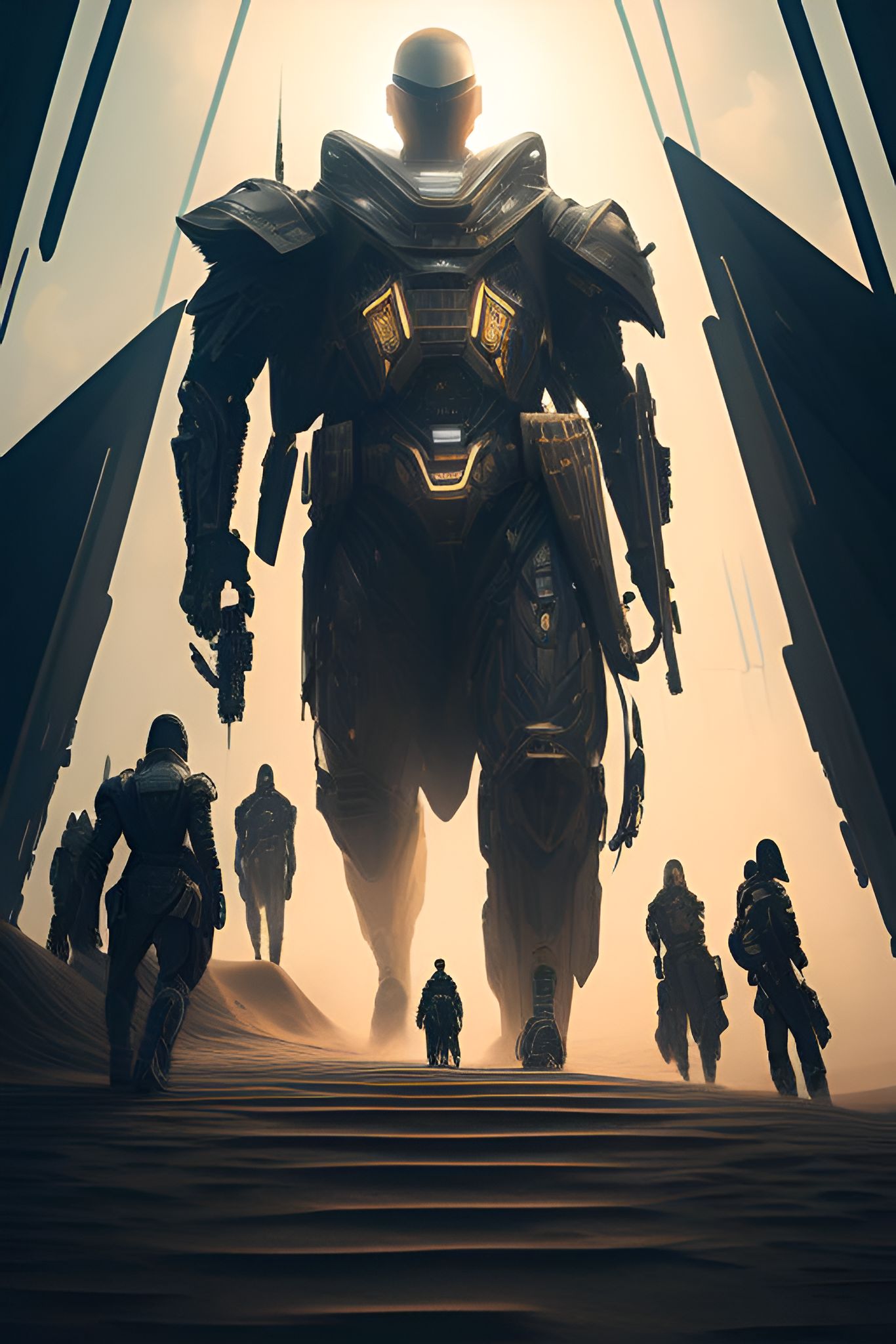 Galumpasaurus: Group walking up stairs, low angle, heroic, dramatic ...