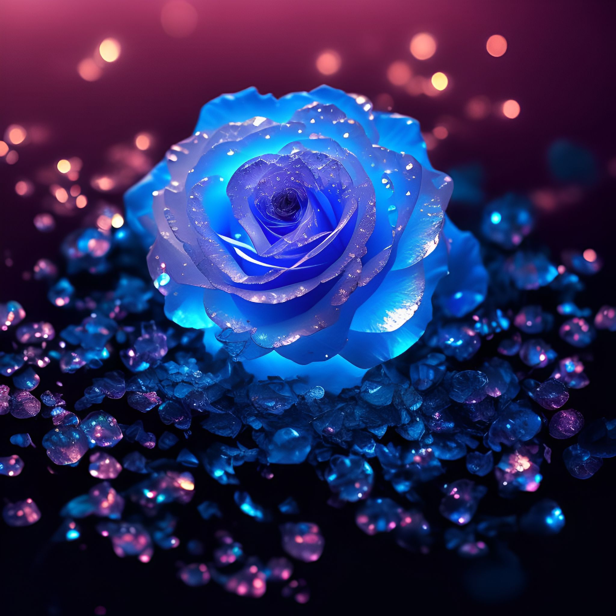 Foul-Rabbit: rose made of ((crystal)), luminescent (crystal rose ...
