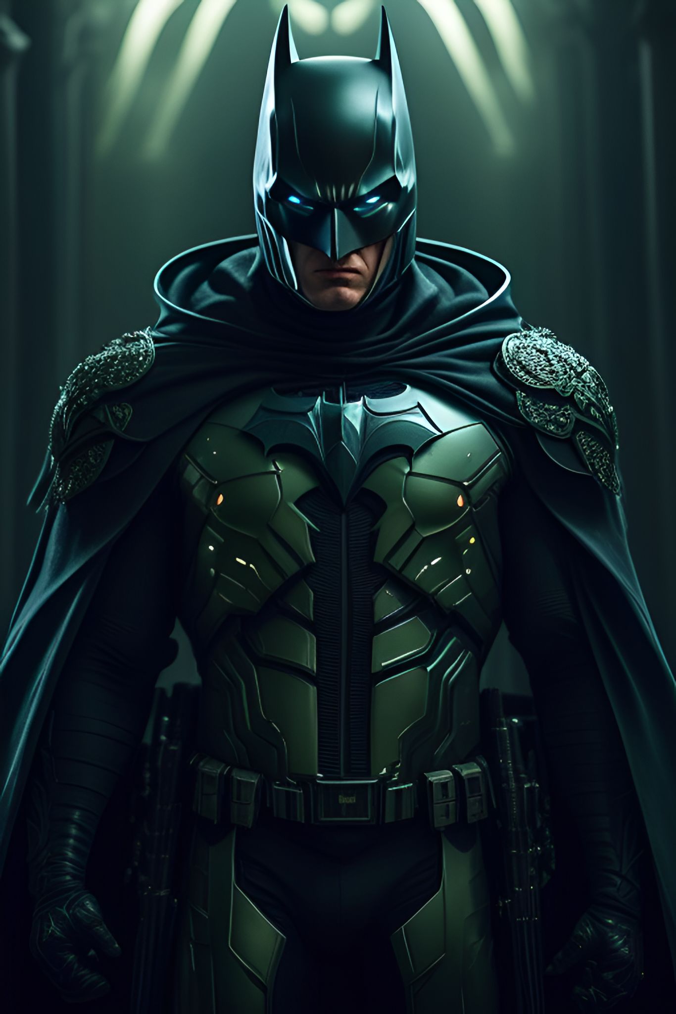 blue-manatee8: angry demonic batman with glowing green suit, fully ...
