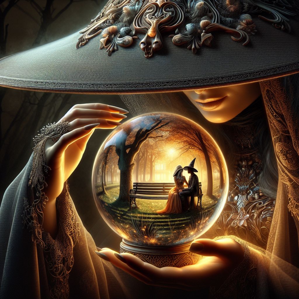Foul-Rabbit: a surreal and enchanting scene featuring a beautiful witch ...