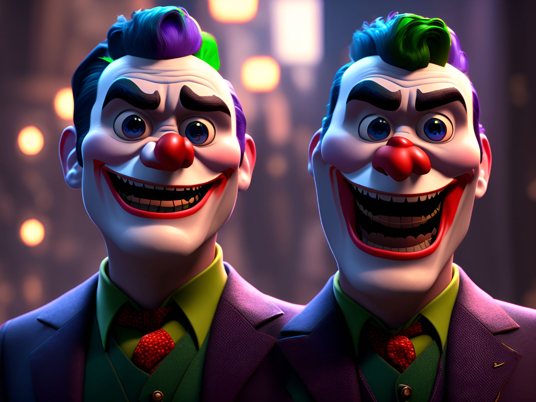 wild-eel897: one man, smiling, joker face, facing cam