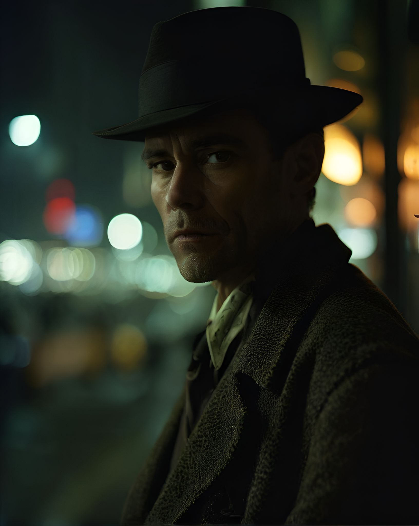 addison: A weary detective in a noir cityscape