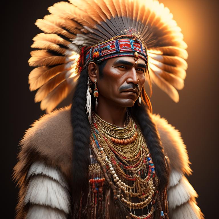 wry-turkey267: apache chief in traditional clothing, proud bearing