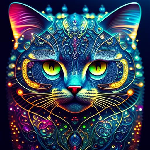 worldly-crow60: Cat in ASCII art, Louis Wain, fairycore