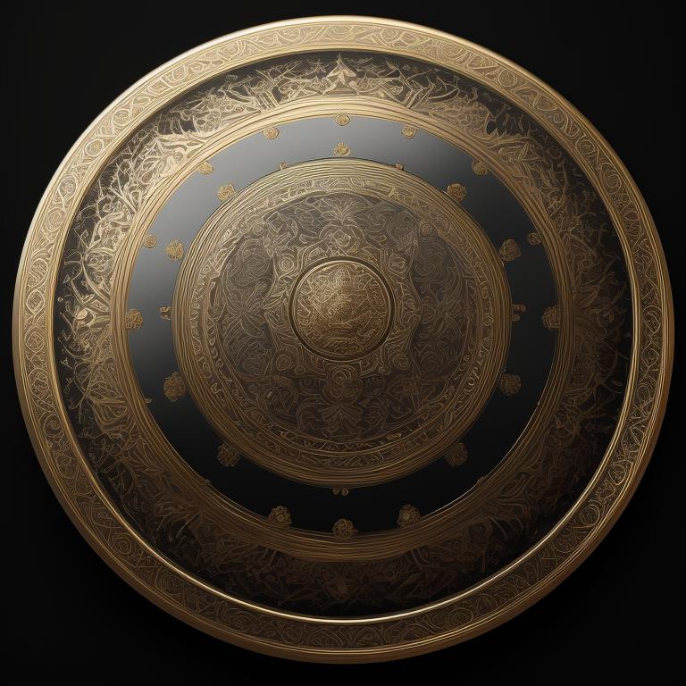 remote-hare600: digital rendering of a round metallic shield, blank ...