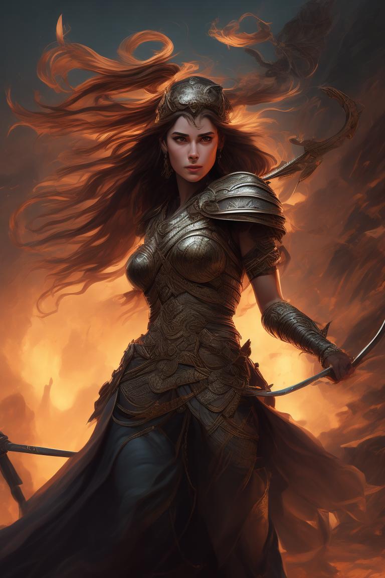 real-termite418: Athena goddess in battle using a bow, she has long ...