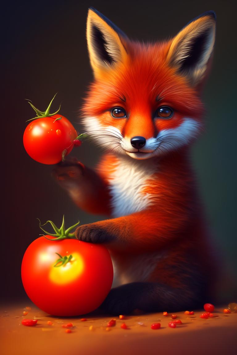 tamir79: Fox baby playing with tomato