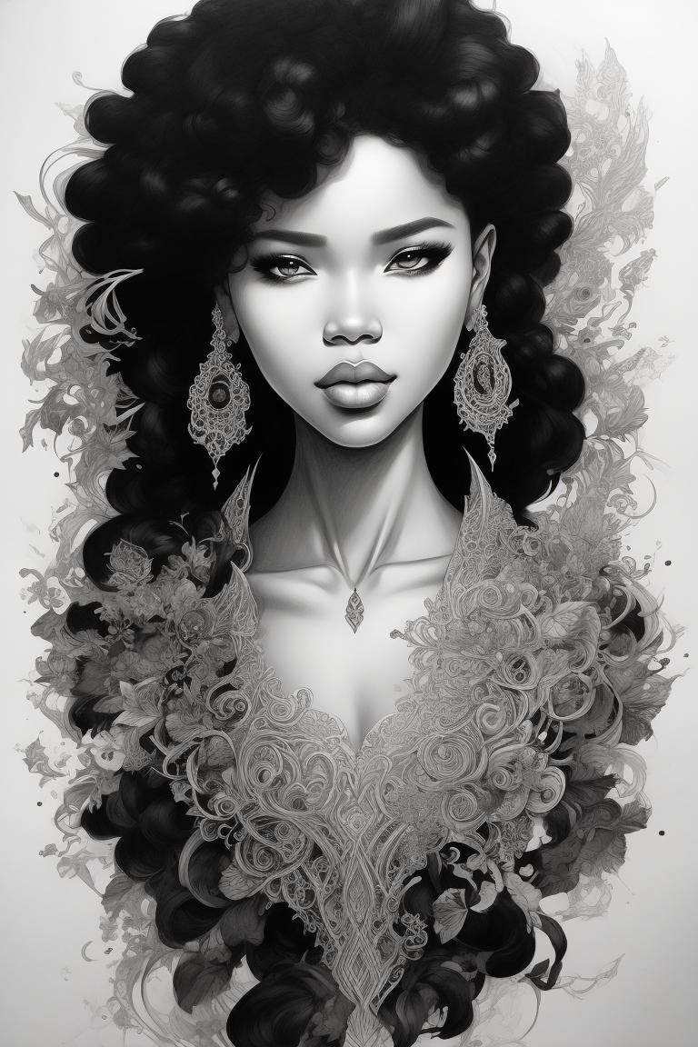 Black Woman Afro Sketch