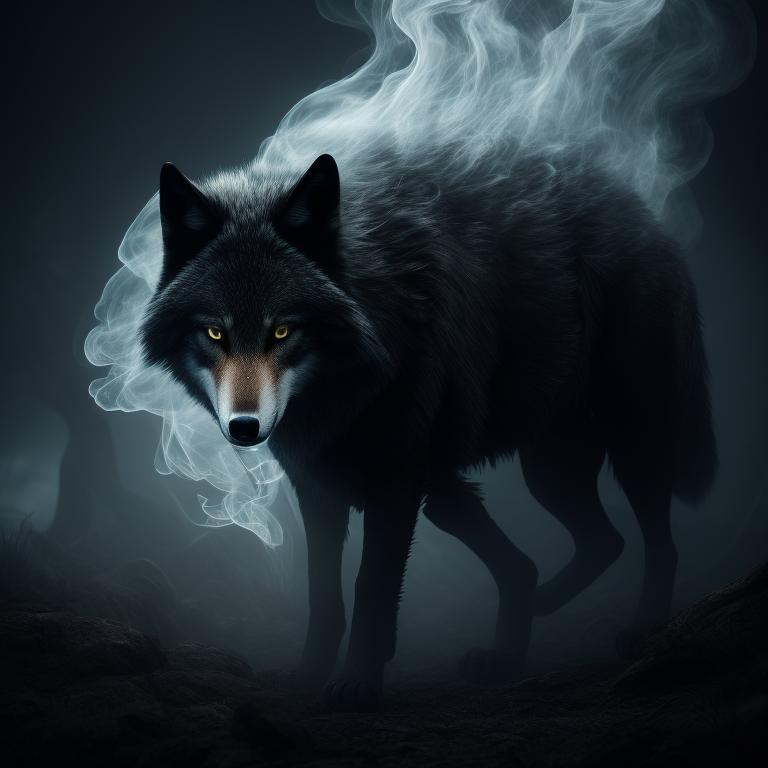 moral-turtle525: forest wolf as a wraith made entirely of highly ...