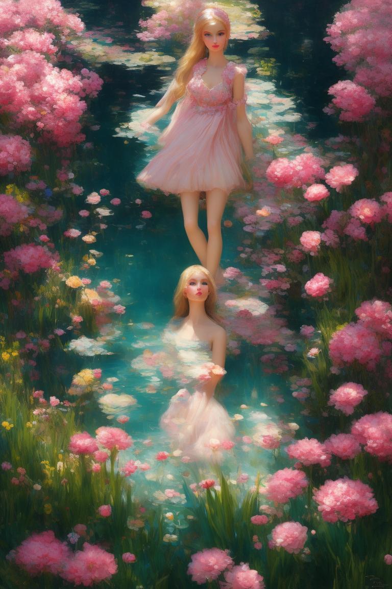 rough-dunlin906: Barbie plastic doll blonde pink world pool in barbieland