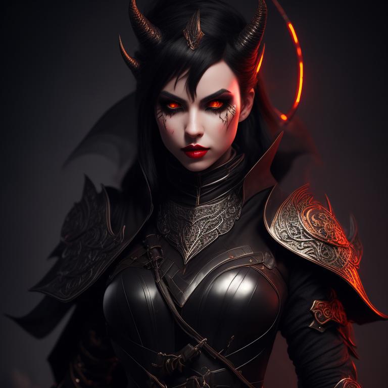 organic-slug417: full-length portrait of a female tiefling from dnd 5e ...