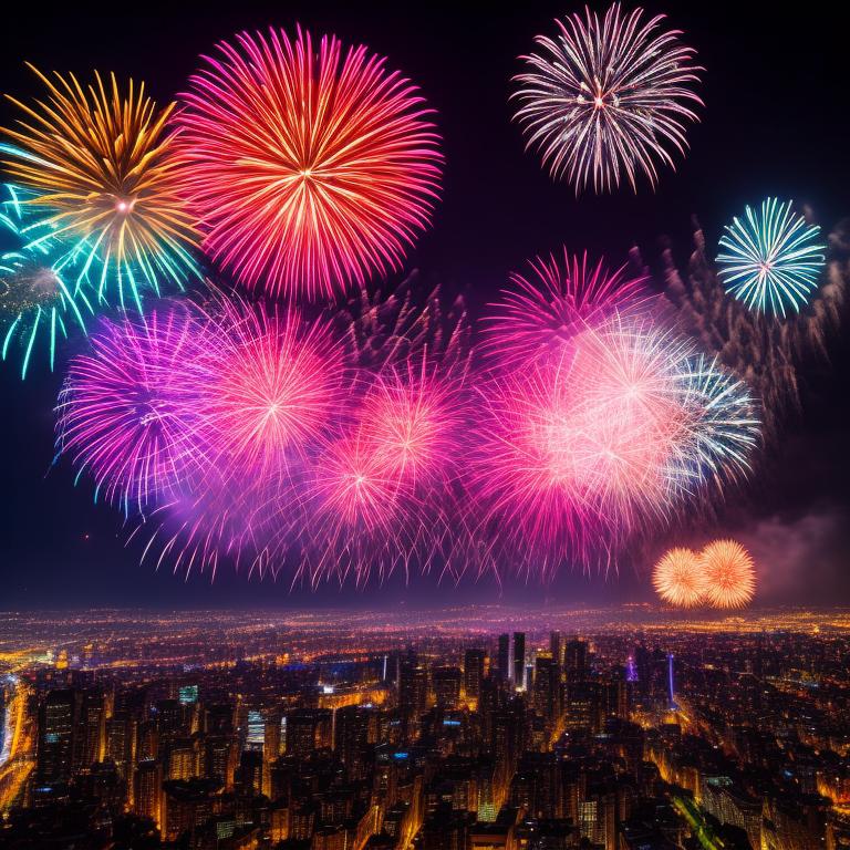 rapid-weasel234: Photo 8k of the Fireworks over the big city ...