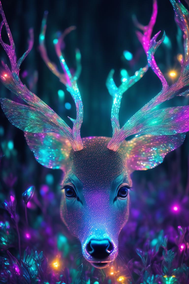 moral-turtle525: A closeup of a glowing deer in a forest, 3D 4K digital ...