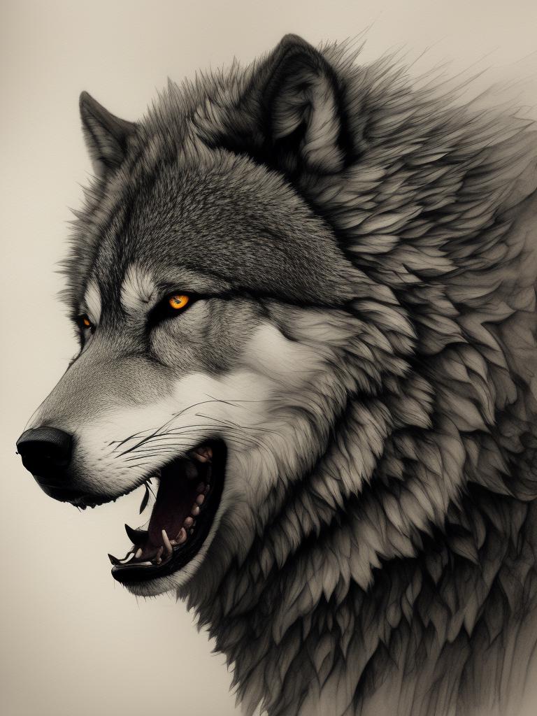 Angry Wolf Face Outline