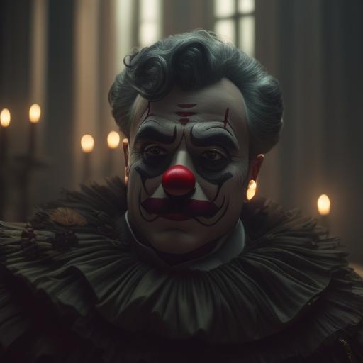 ck222: a photo of a sad clown with a thin mustache from the 1800's