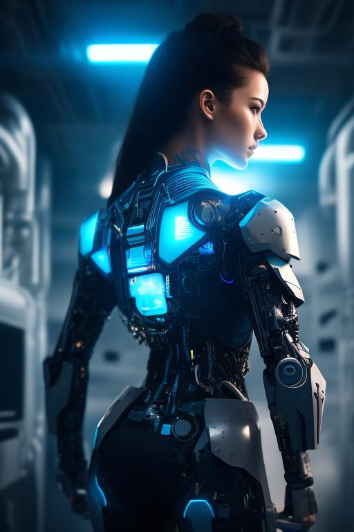 евгенийфёдоров: a female cyborg paladin with a nuclear reactor behind ...