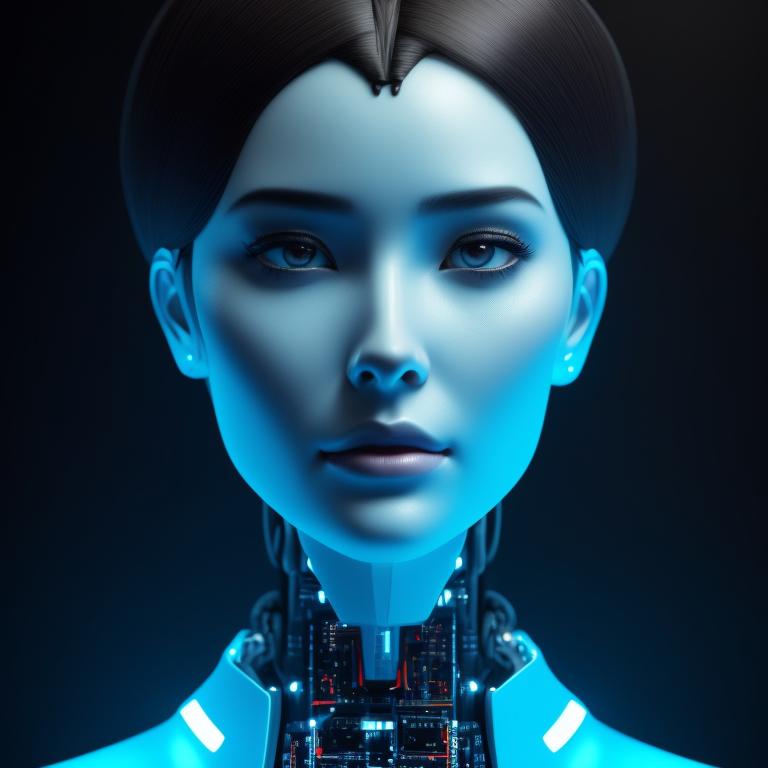 tepid-ferret610: Female robot face, Artificial intelligence concept.