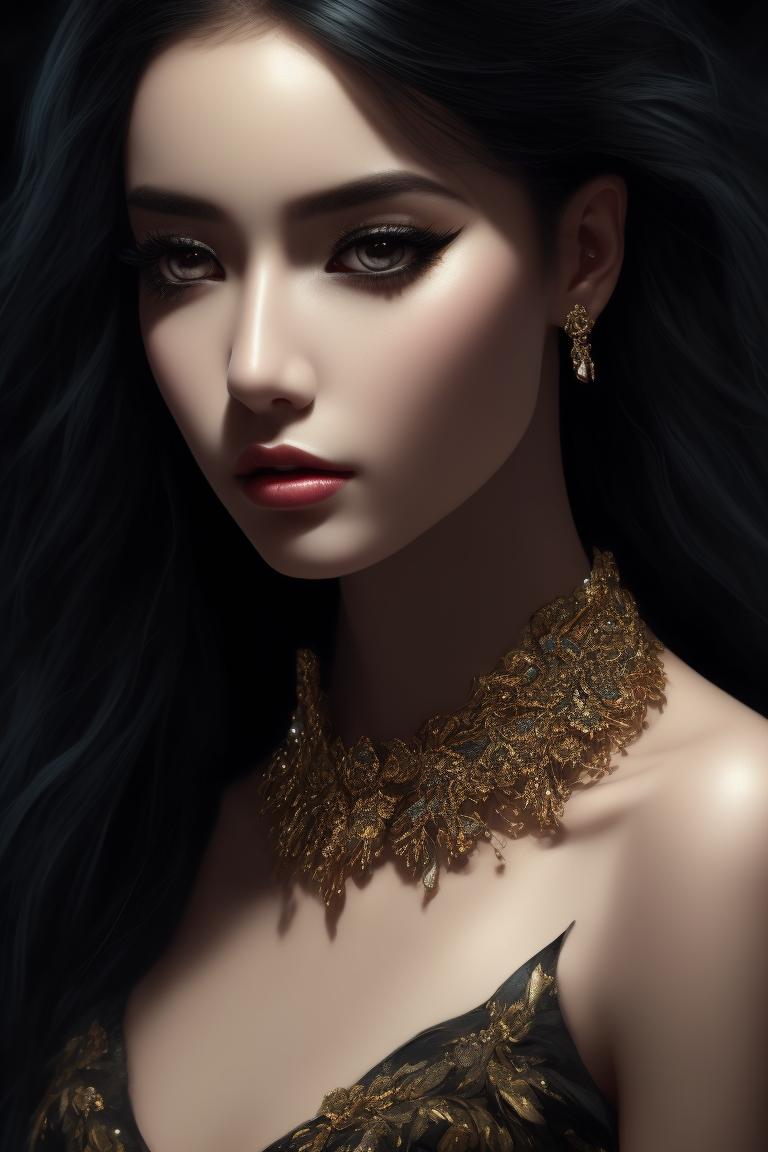 MINIDEM: A beautiful young black-haired woman on a neon background ...