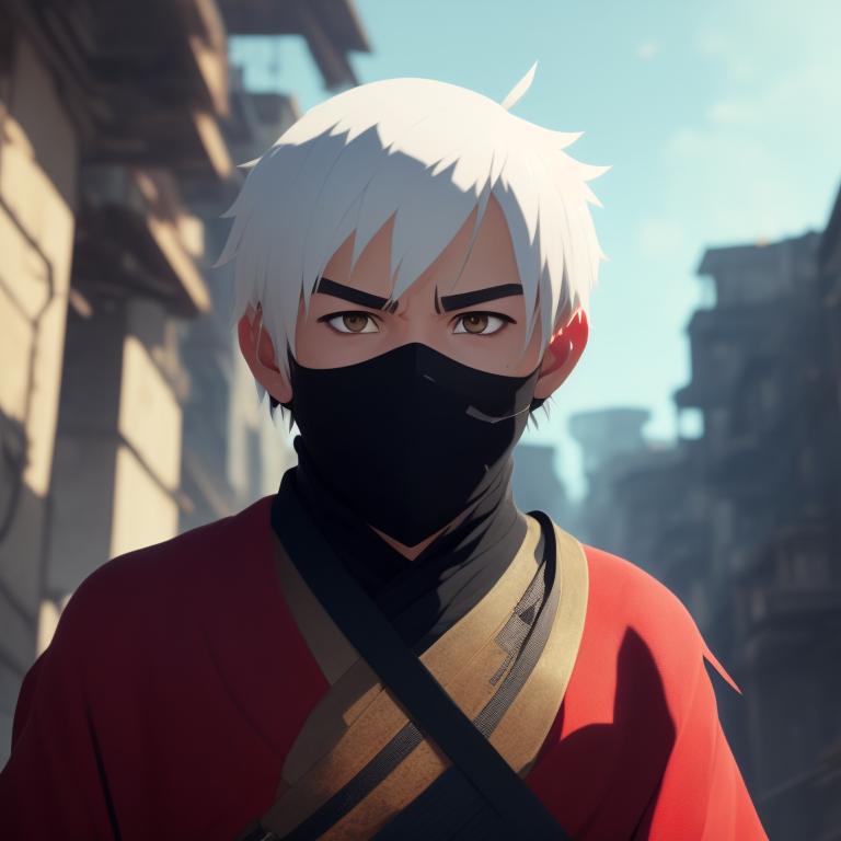 Anime Male Ninja With White Hair