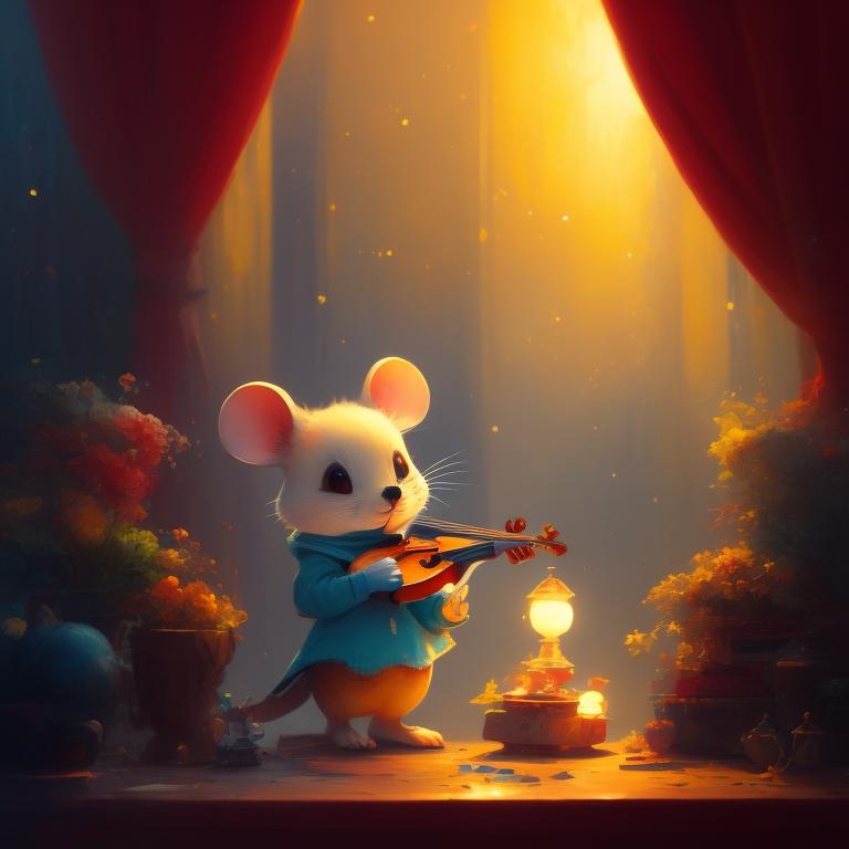moral-turtle525: 3d style little mouse character ,, playing violin on a ...