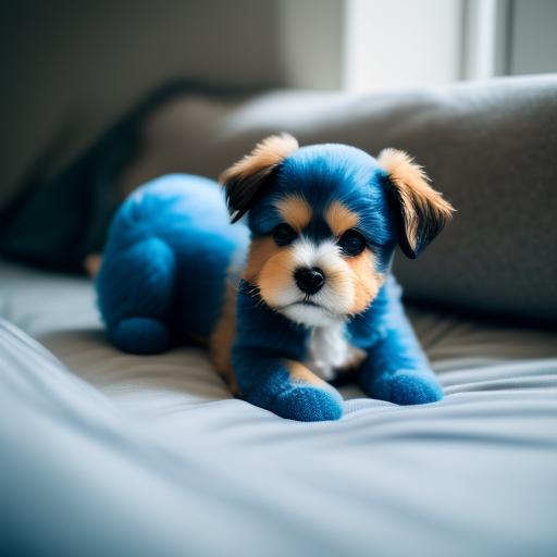 PhotoGeorge0427: ((Blue)) Toy Stuffed Puppy on Bed
