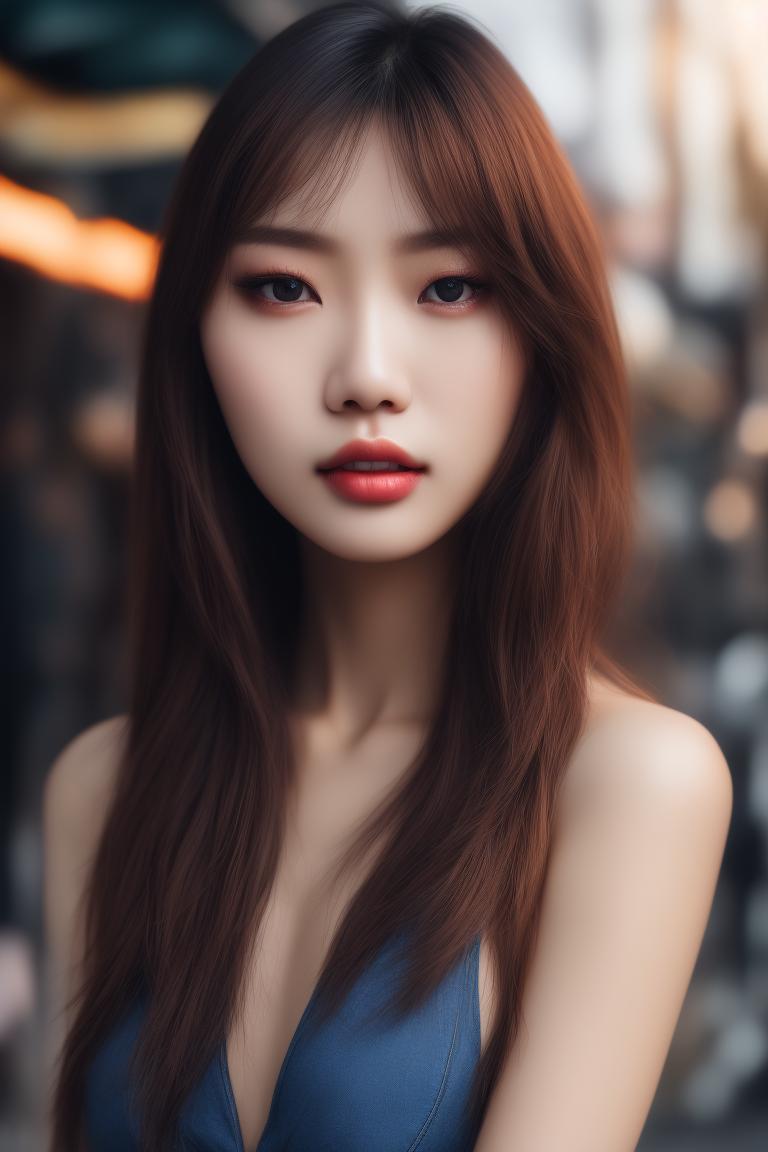 clam-shell857: stunningly beautiful asian model, wavy long light brown ...