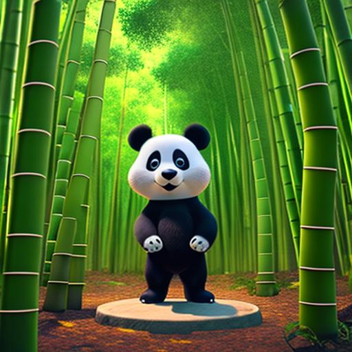 promptart: style like marvel comic book, panda sit in bamboo forest