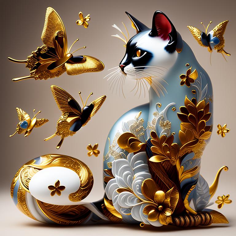 Foul-Rabbit: Baroque style porcelain cat