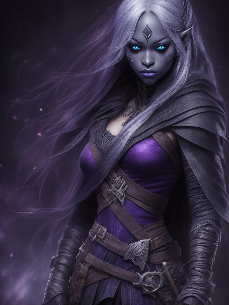 SilverEvermoore: female (drow rogue) with braided white braided hair ...
