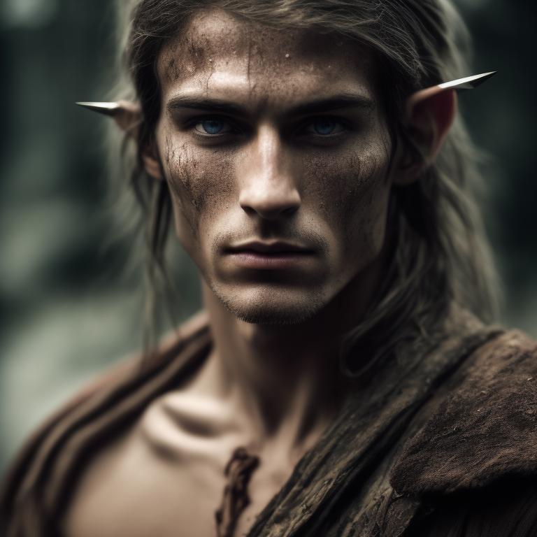 hard-hornet854: Scarred face. Elven male, tall, lean physique. Pale ...
