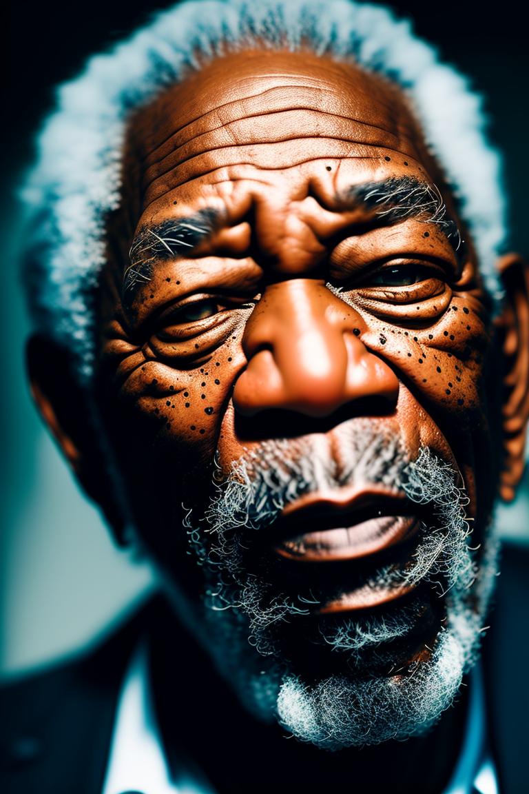thiccFlair: Gritty realistic close-up Studio Portrait of Morgan Freeman