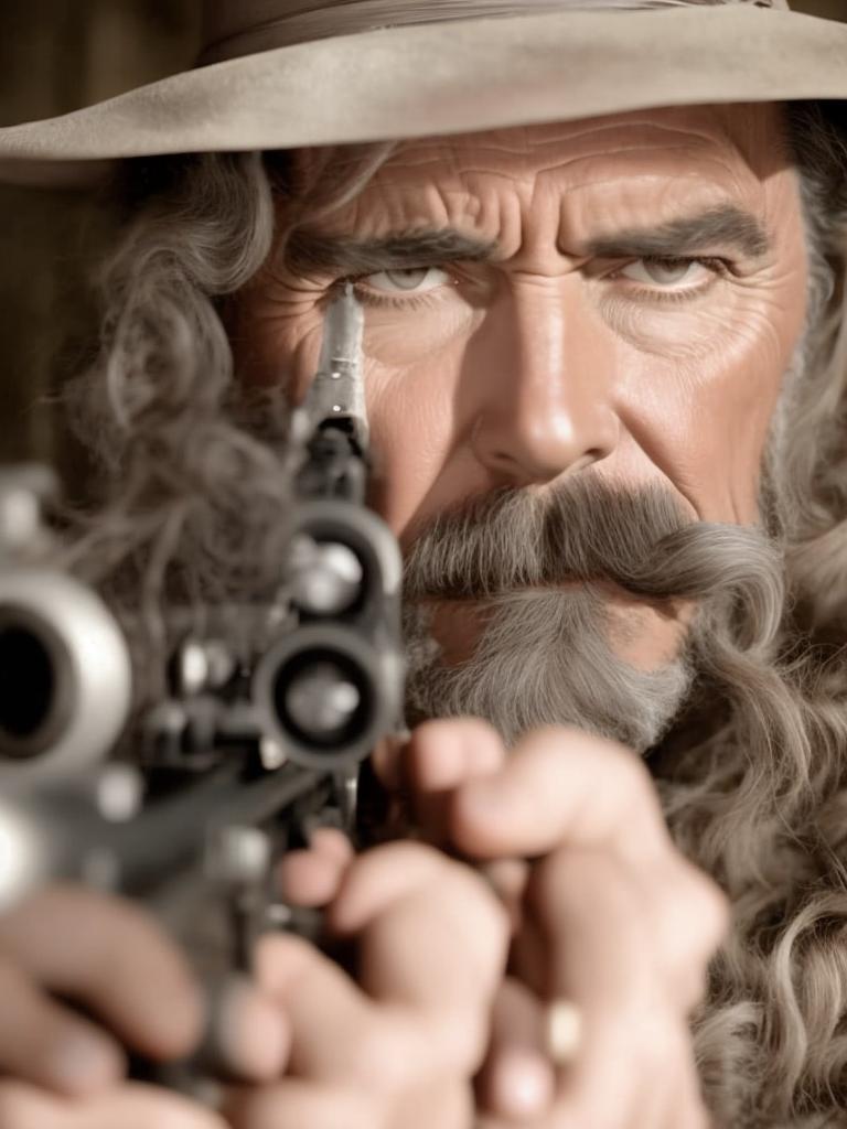 cool-frog601: an old west outlaw pointing a gun