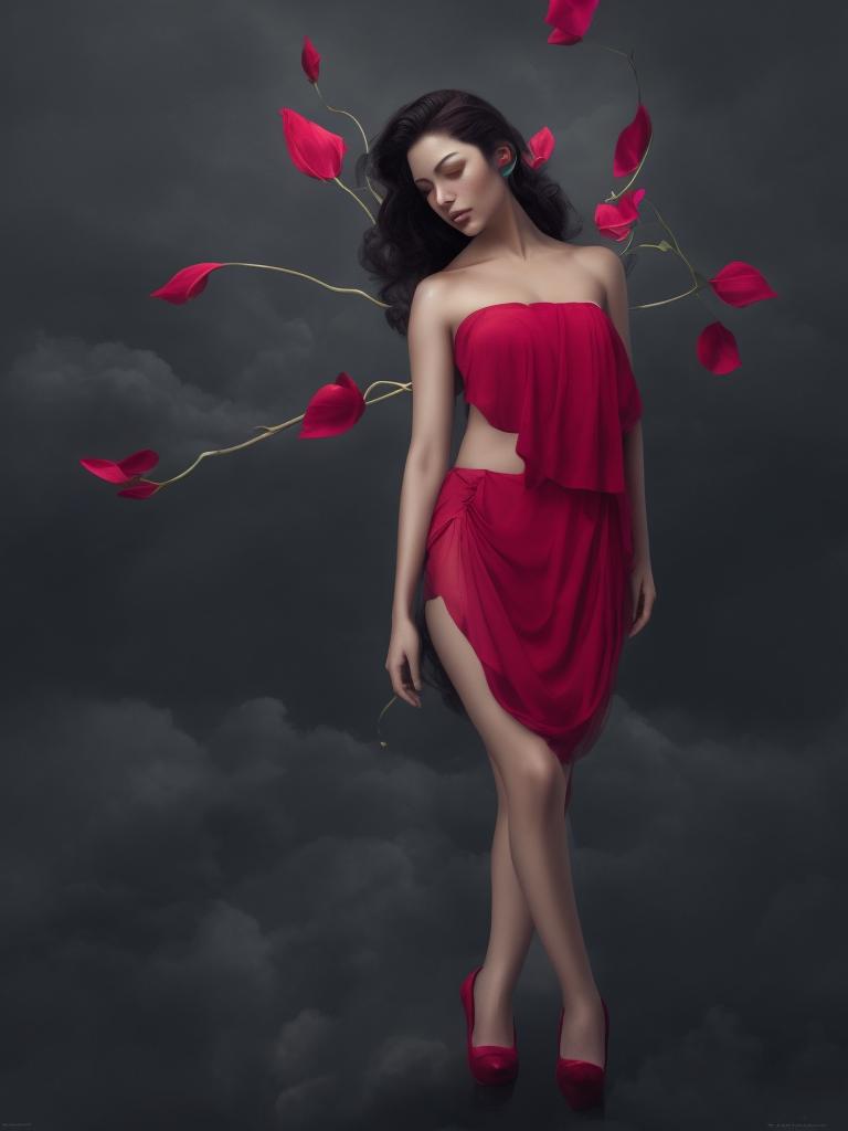 gregory_martins: realistic brazilian woman with clouds around her body ...