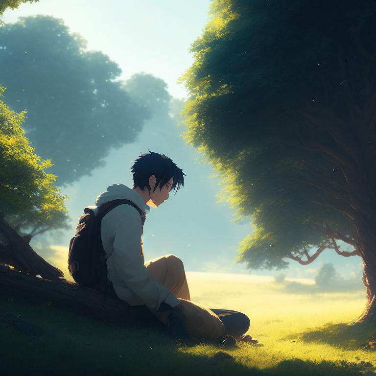 Anime Boy Sitting Alone