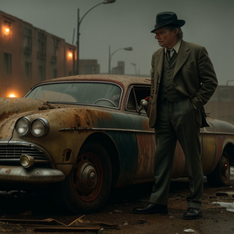 addison: A detective inspecting an abandoned car